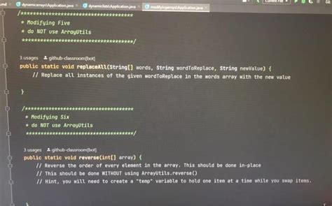 Solved Modifying Five Do NOT Use ArrayUtils 3 Usages 2 Chegg