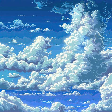 Pixel Art Clouds Spring Summer Nature Cloudscape Video Game Cloudy
