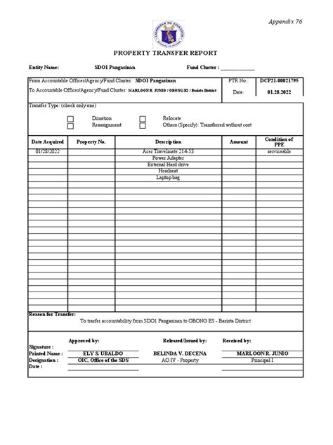 Appendix 76 Property Transfer Report Pdf