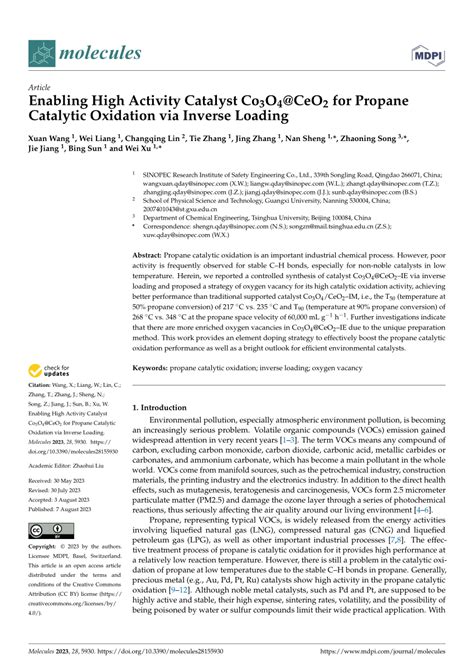Pdf Enabling High Activity Catalyst Co3o4 Ceo2 For Propane Catalytic