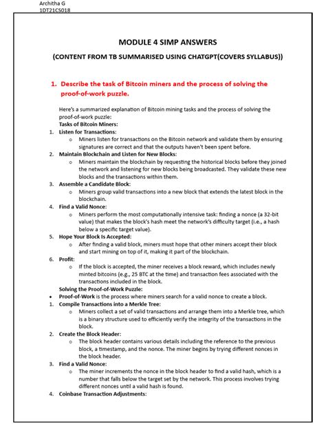 Module 4 Simp Answers Pdf Bitcoin Computing