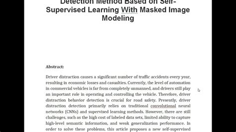 A Novel Driver Distraction Behavior Detection Method Based On Self