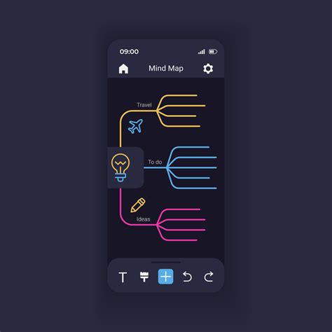 Mind Mapping Smartphone Interface Vector Template Mobile App Page Design Layout Digital Tool