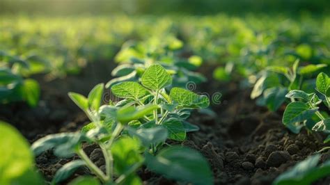 Green Fields Of Soybean Growth The Step By Step Process Of Agriculture