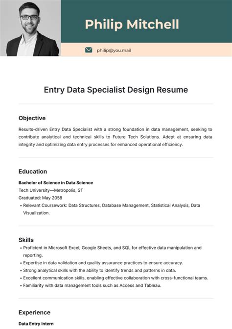 Free Data Entry Resume Templates To Edit Online And Download