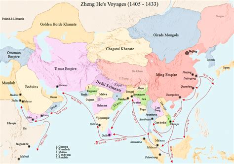 Between 1405 And 1433 Zheng He Led Seven Treasure Voyages From China
