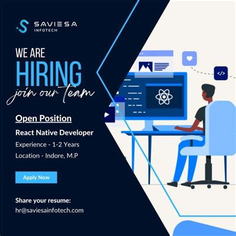 Saviesa Infotech On Linkedin Hiring Hiringnow React Developer Jobvacancy Jobopportunity