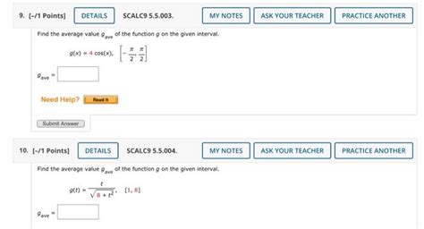 Solved Find The Average Value Gave Of The Function G On The