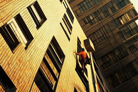 bricklayer working on cuttingedge modern architecture premium ai