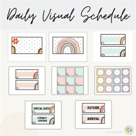 Editable Clean Boho Daily Classroom Schedule Printable Visual Schedule
