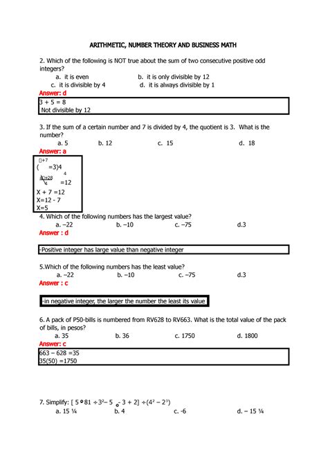 11 Arithmetic Number Theory And Business Math Arithmetic Number