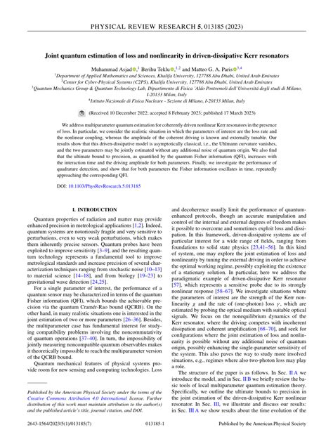 pdf joint quantum estimation of loss and nonlinearity in driven