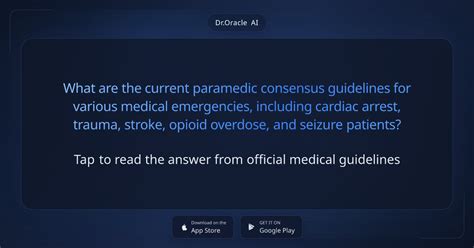 What Are The Current Paramedic Consensus Guidelines For Various Medical Emergencies Including