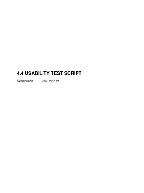 44 Usability Test Script Sweny Kania January 2021 Pdf Usability
