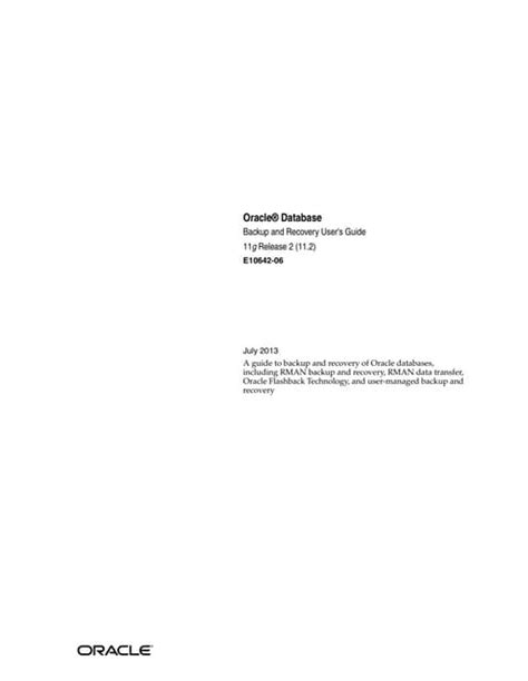 Oracle Backup And Recovery Users Guide Pdf
