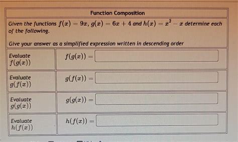 Function Composition Given The Functions Fx 9x