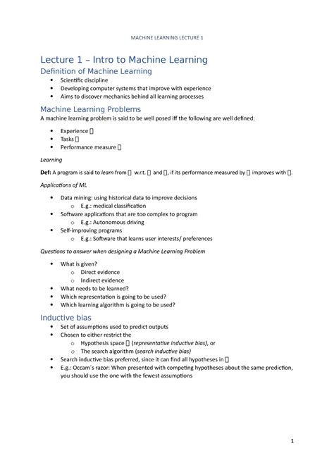 Lecture 1 Intro To Machine Learning Filip Rehburg Machine Learning