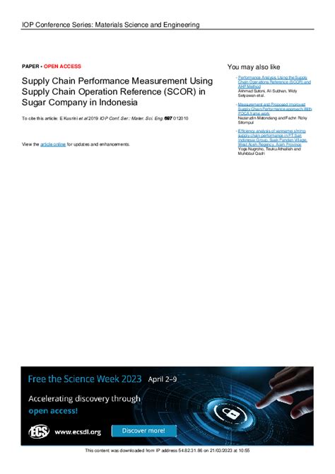 Pdf Supply Chain Performance Measurement Using Supply Chain Operation Reference Scor In