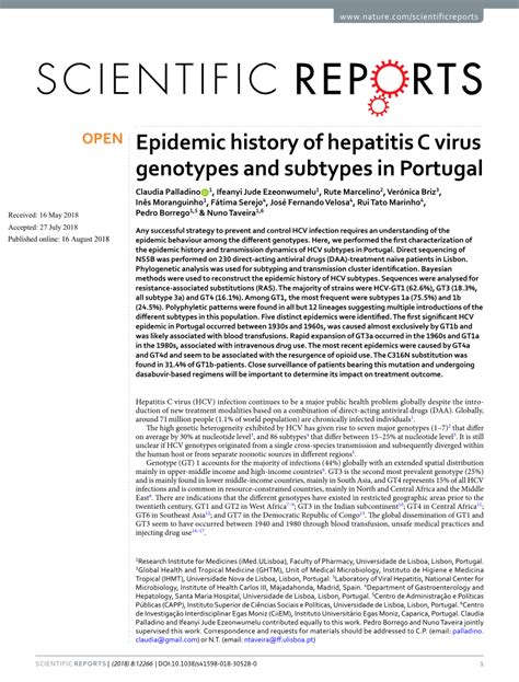 Pdf Epidemic History Of Hepatitis C Virus Genotypes And Subtypes In Portugal