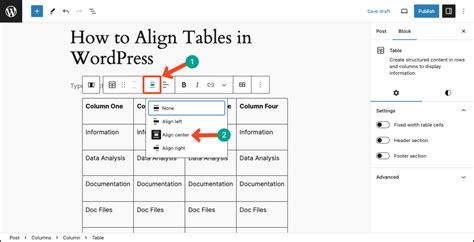 How To Align Tables In Wordpress Left Center Or Right