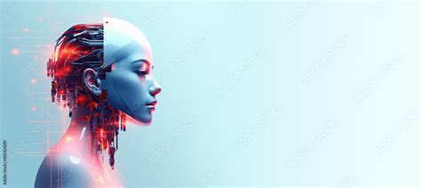 Artificial Intelligence And Humanoid Head With Neural Network Quantum Computing Advanced