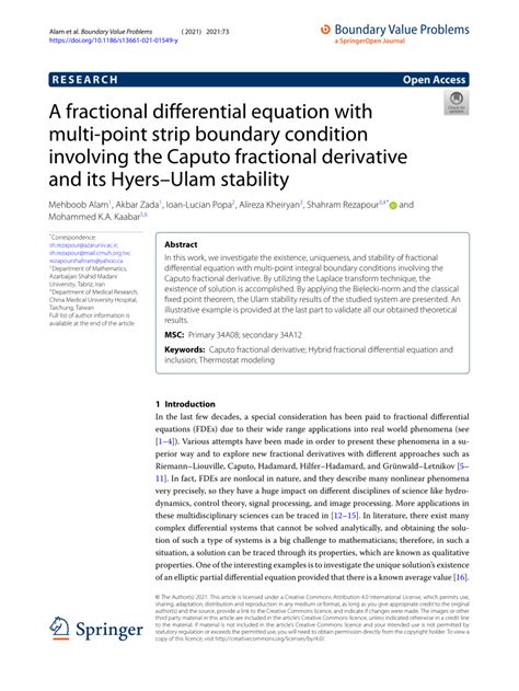 Pdf A Fractional Differential Equation With Multi Point Strip Boundary Condition Involving The