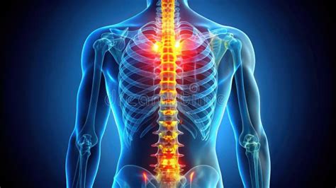 Anatomical Rendering Of Human Thoracic And Lumbar Spine With Emphasis On Vertebral Column And