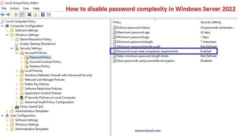 how to remove password complexity in windows server 2022