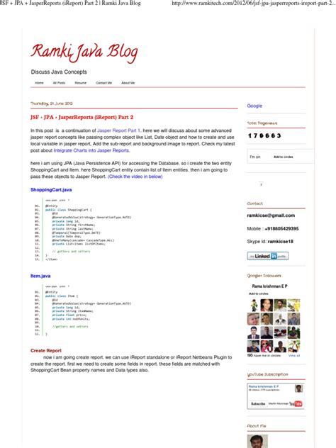 jsf jpa jasperreports ireport part 2 ramki java blog pdf