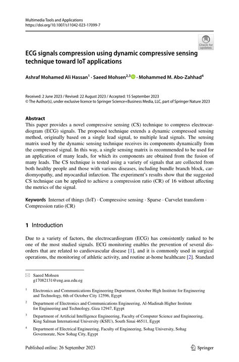 Pdf Ecg Signals Compression Using Dynamic Compressive Sensing