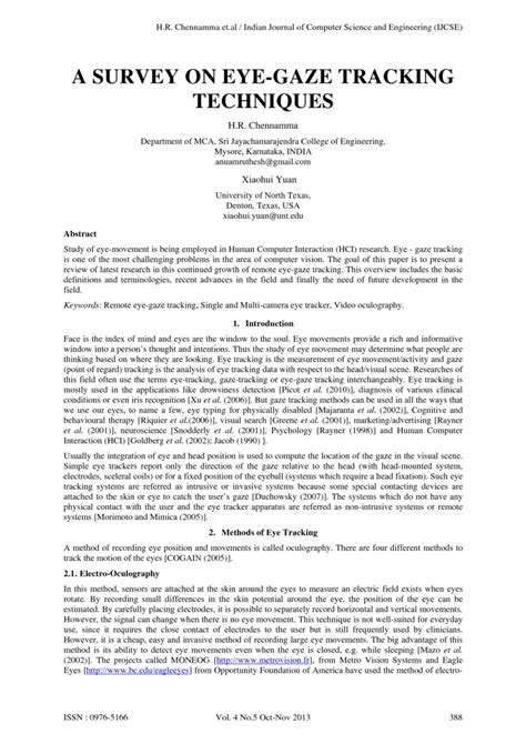 A Survey On Eye Gaze Tracking Techniques Deepai