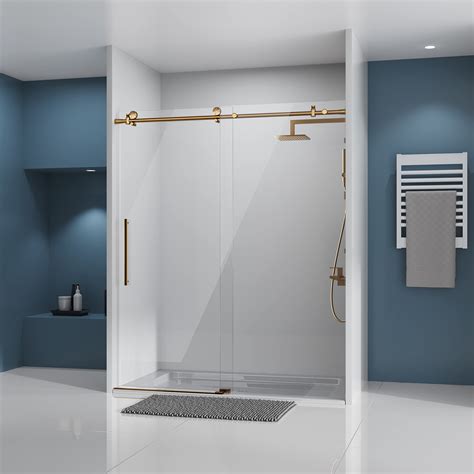 Delavin 56 60 W X 75 H Frameless Sliding Shower Door Frameless Shower Door Shower Glass Door