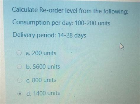 Solved Calculate Re Order Level From The Following
