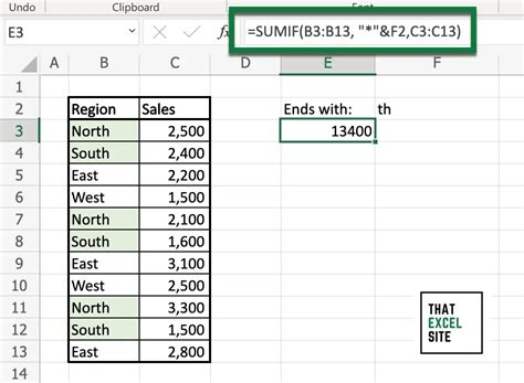 How To Use Excel SUMIF With Partial Text Starts With Ends With