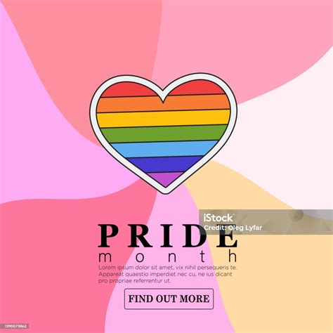 분홍색 배경에 윤곽선이있는 무지개 색의 심장 창조적 인 Lgbtq 또는 자부심의 달 웹 또는 광고 배너 방문 페이지 인사말 엽서