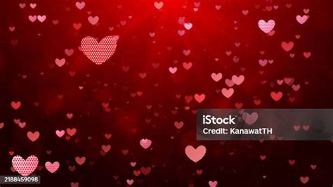 떠 다니는 하트와 반짝임이 있는 빨간색 배경으로 발렌타인 데이 로맨틱한 디자인 또는 축제 테마에 이상적입니다 3d 렌더링 2월에 대한 스톡 사진 및 기타 이미지 Istock