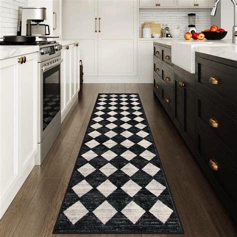 Lahome Zelie Checkered Washable Rug Runners For Hallways