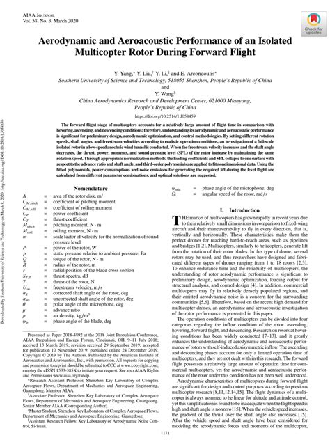 Pdf Aerodynamic And Aeroacoustic Performance Of An Isolated Multicopter Rotor During Forward