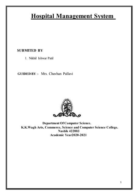 Hospital Management System Project Report Pdf
