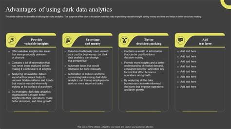 Advantages Of Using Dark Data Analytics Dark Data And Its Utilization Ppt Powerpoint