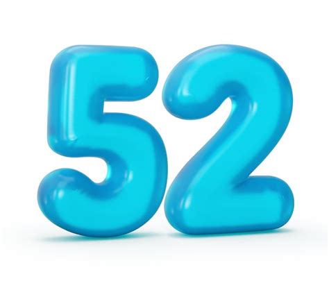 Premium Photo Blue Jelly Digit 52 Fifty Two Isolated On White Background Jelly Colorful
