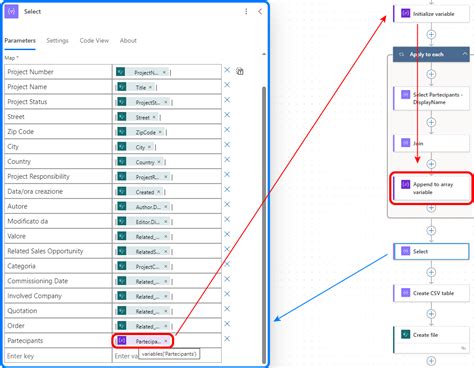 create csv table with select output mapping join power platform community