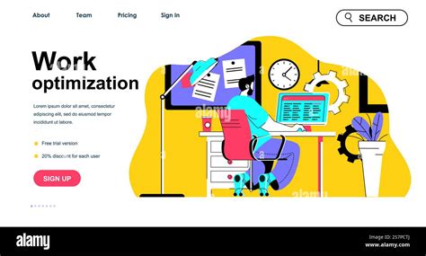 Work Optimization Concept For Landing Page Template Man Creates