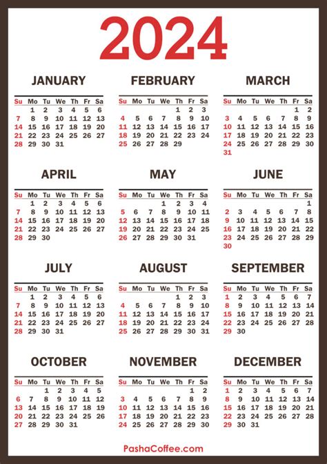 Free Printable 2024 Monthly Calendar With Holidays Calendar 2024