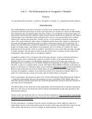 Experimental Determination Of Avogadro S Number Using Course Hero
