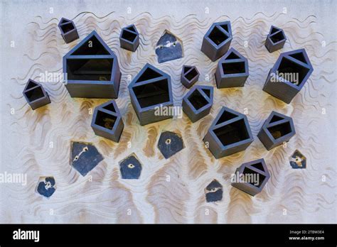 Aerial View Of Abstract Hexagonal Structures On Textured Surface Stock