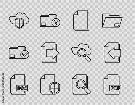 Set Line DOC File Document PDF Document Protection Concept Cloud And Shield Next Page Arrow