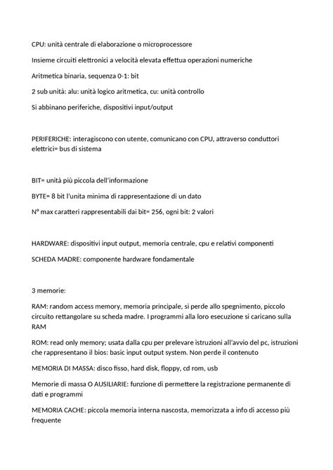 Sintesi Informatica Di Base Per Concorsi Schemi E Mappe Concettuali Di Informatica Gestionale