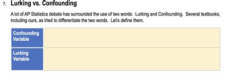 Solved 7 Lurking Vs Confounding A Lot Of Ap Statistics