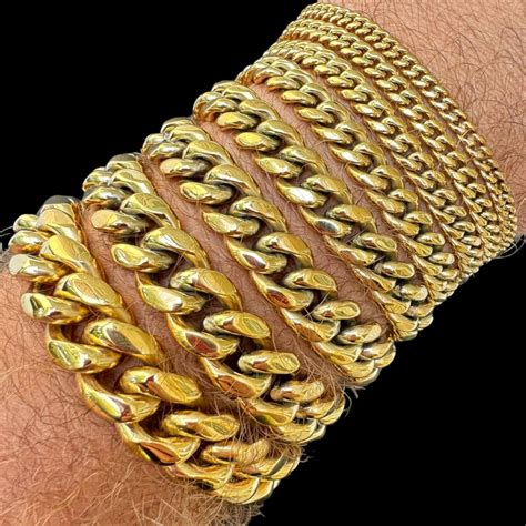 12mm Mens Miami Cuban Link Bracelet 3 Tri Color Real Gold Over